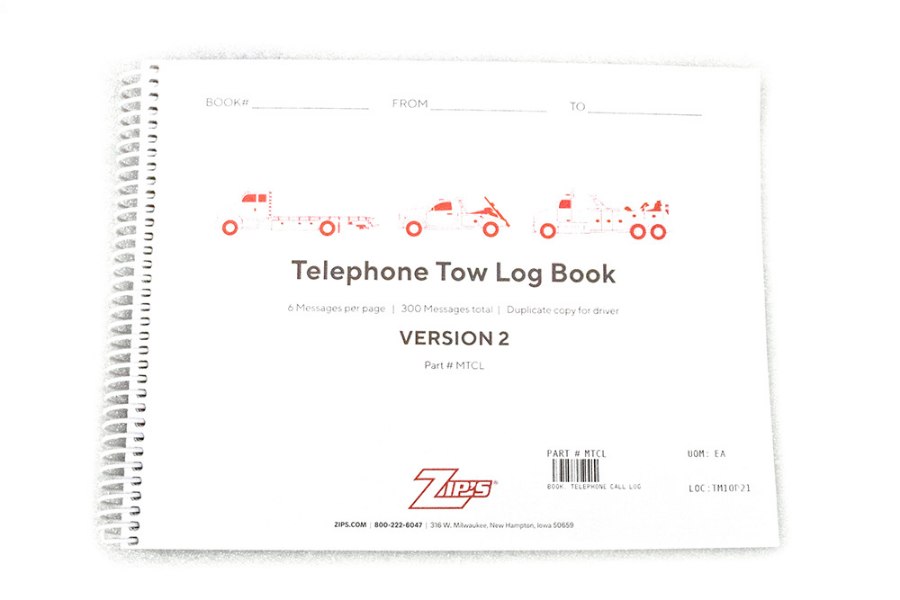 Zip's Telephone Tow Log Book | Zip's